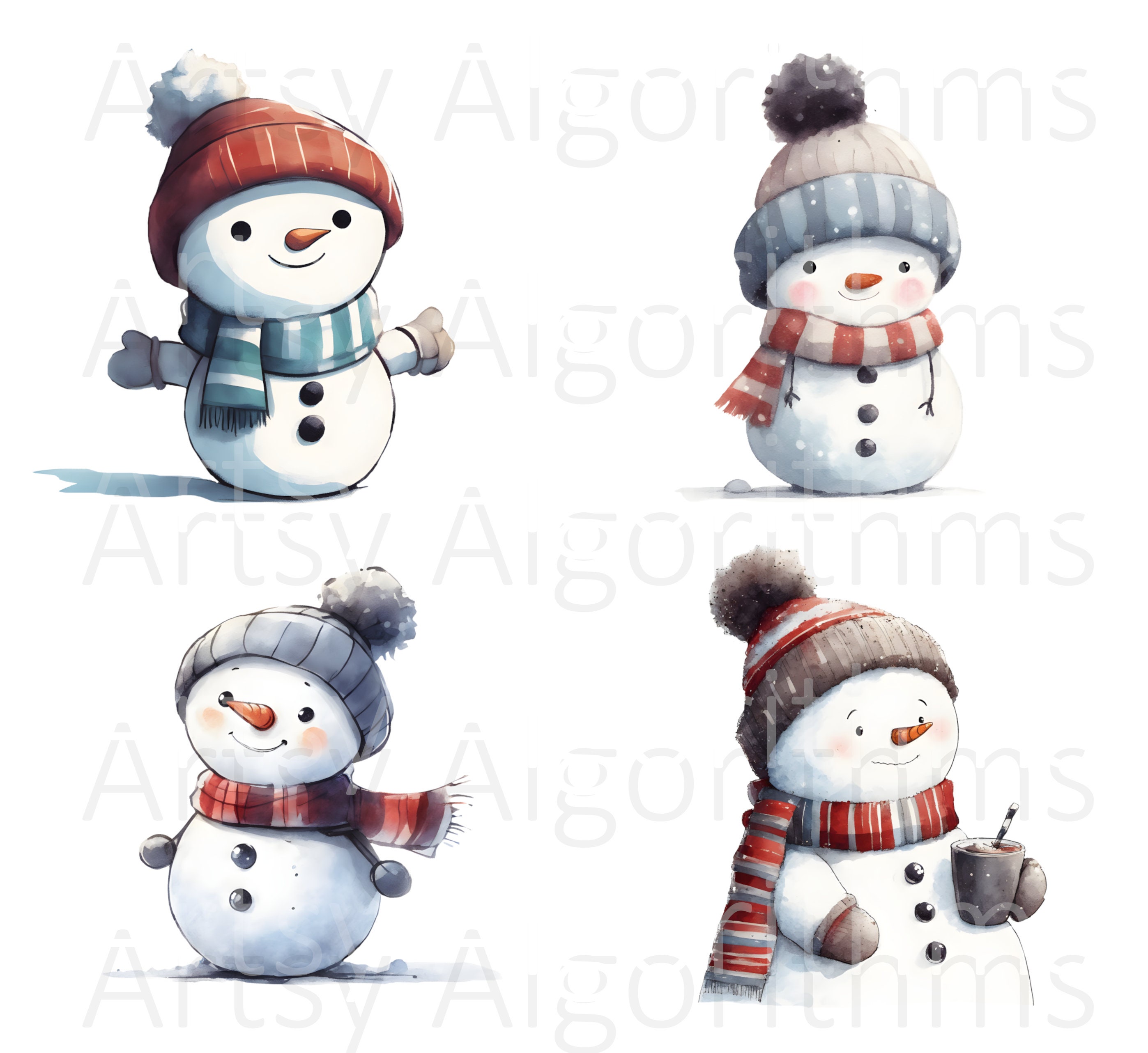 SNOWMAN CLIPART 1, Frosty Snowman, Winter Clipart, Snow Clipart, Cup of ...
