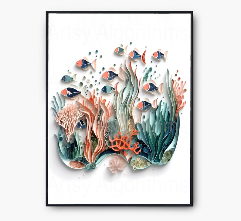 UNDERWATER SCENE#1, Fish Art, Sea Life Art, Dimensional Art, Digital ...