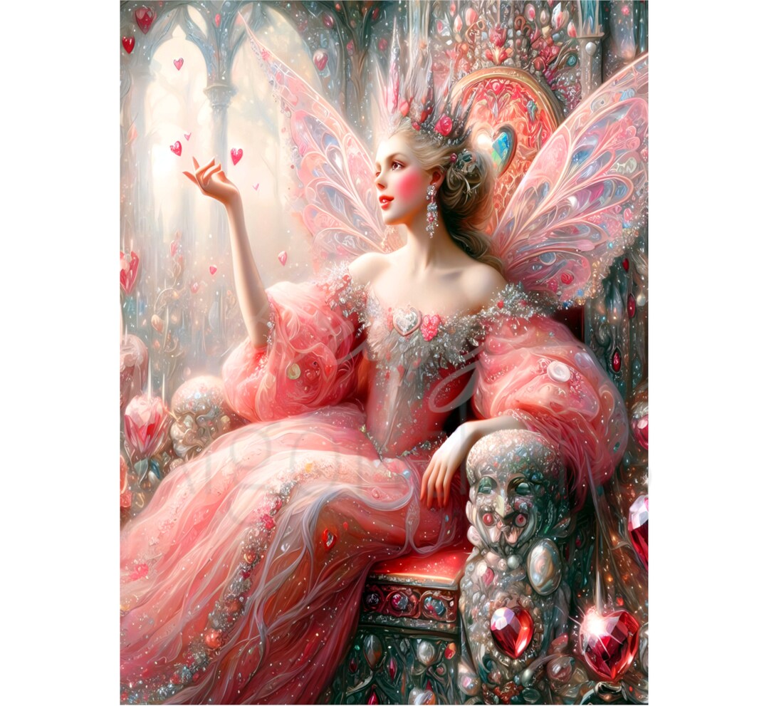 Fairy Queen Art Print: Pink Heart Fantasy (digital Download) - Etsy