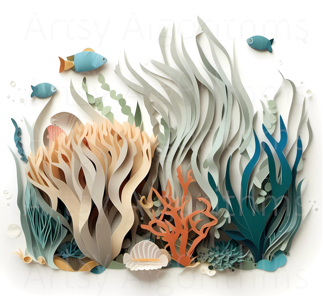 Underwater Coral Reef Art Print: Dimensional Ocean Scene (digital ...