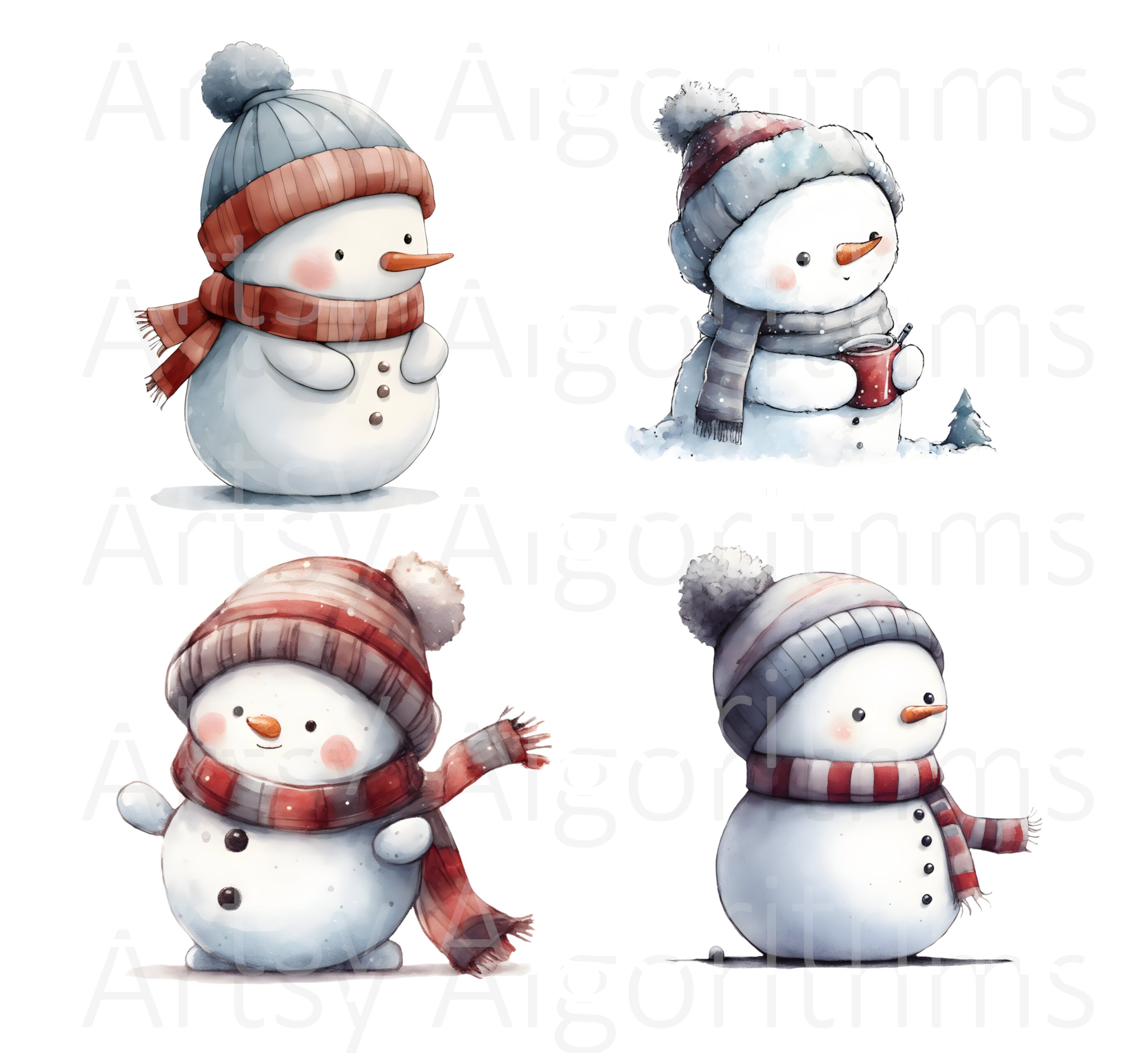 SNOWMAN CLIPART 1, Frosty Snowman, Winter Clipart, Snow Clipart, Cup of ...