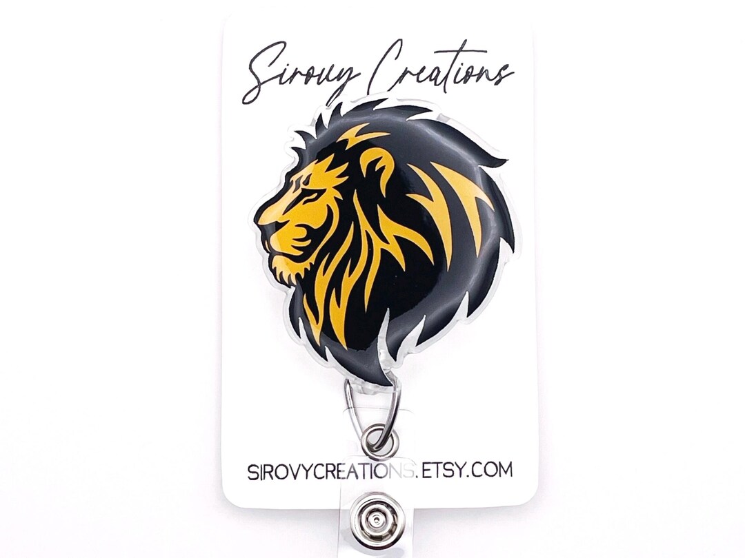 Lion Mascot Retractable Badge Reel | Personalized Teacher Gift ...