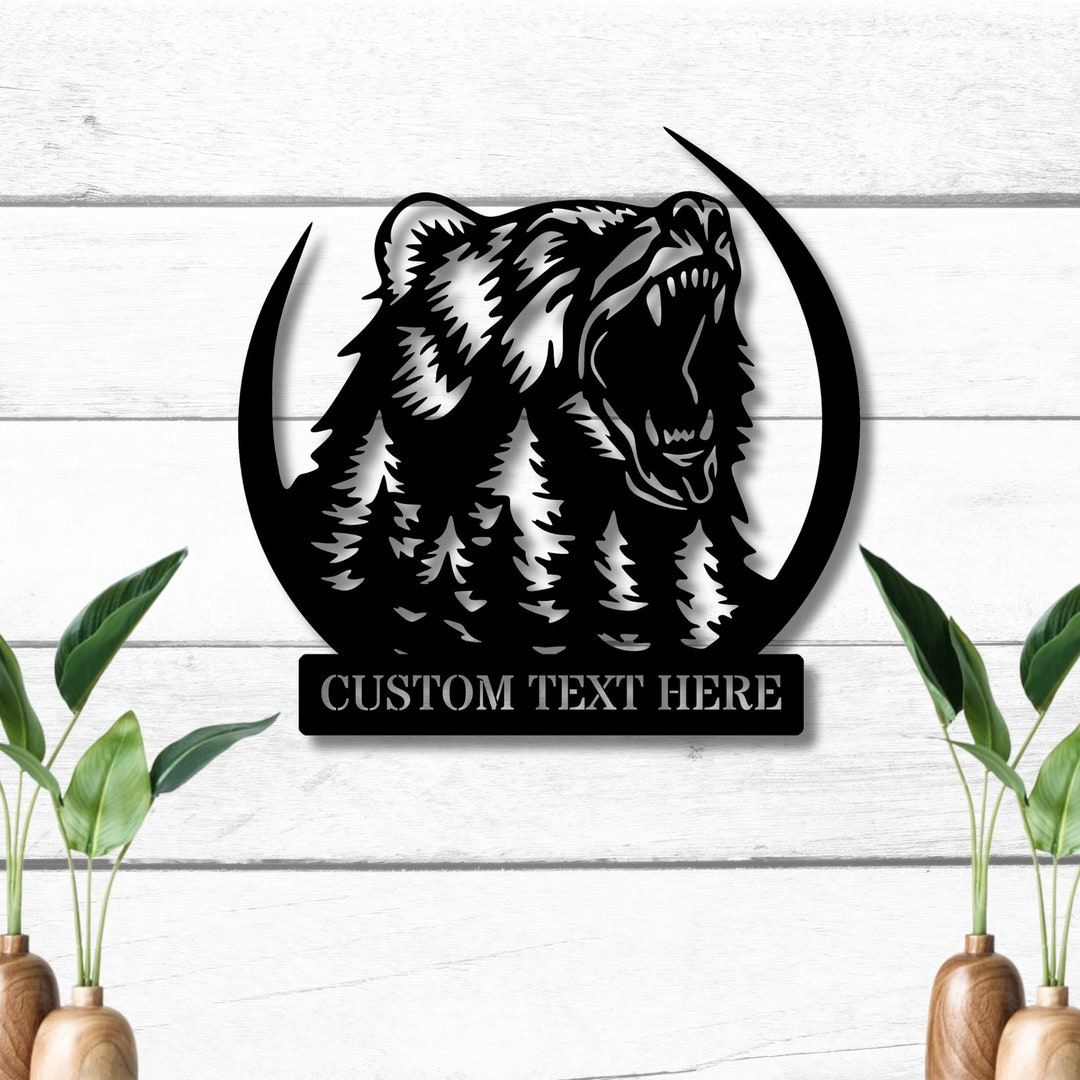 Metal Bear Metal Sign, Man Cave Sign, Bear Sign, Camp Sign, Log Cabin ...