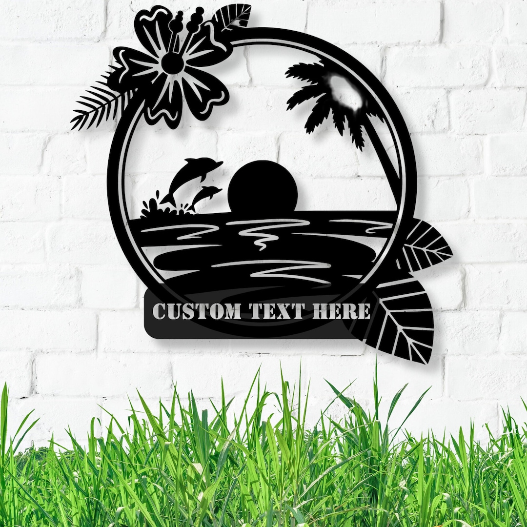 Custom Dolphin Beach Sign, Metal Beach House Sign, Beach House Decor ...