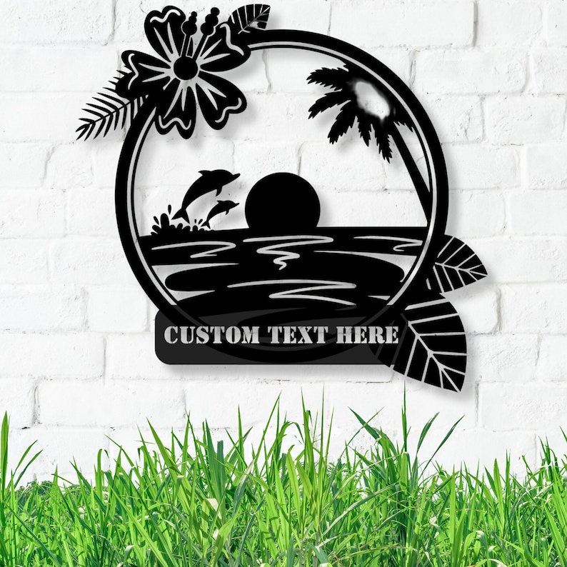 Custom Dolphin Beach Sign, Metal Beach House Sign, Beach House Decor ...