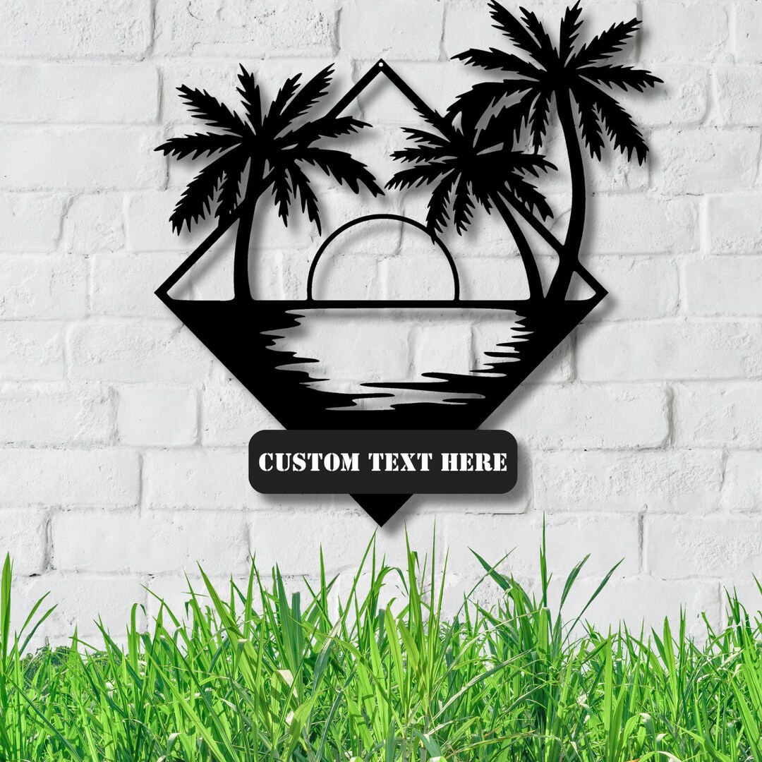 Custom Sunset Beach Sign, Metal Beach House Sign, Beach House Decor ...