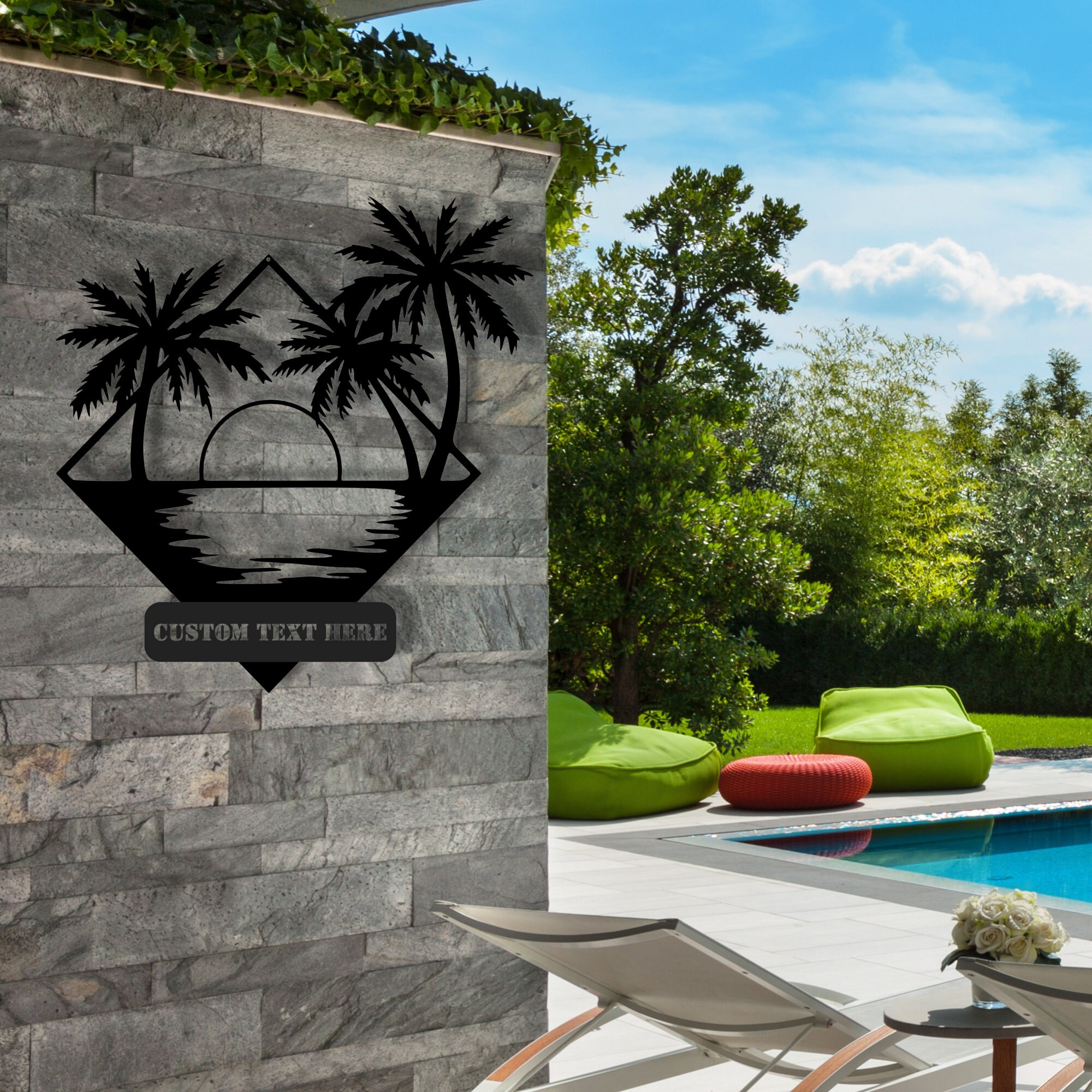 Custom Sunset Beach Sign, Metal Beach House Sign, Beach House Decor ...