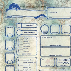 Character Sheet D&D Style Player Sheet Printable and Fillable Pdf ...