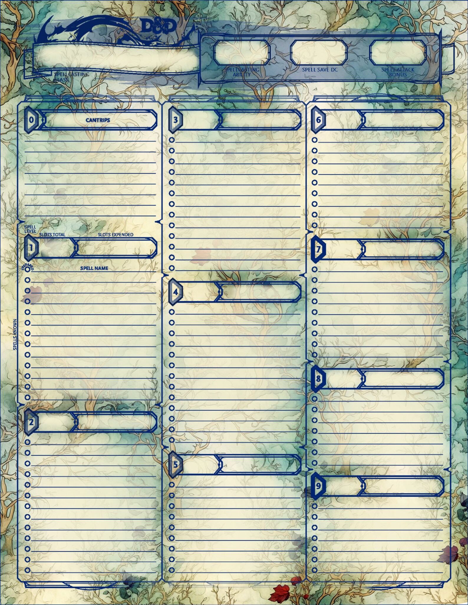 Character Sheet D&D Style Player Sheet Printable and Fillable Pdf ...