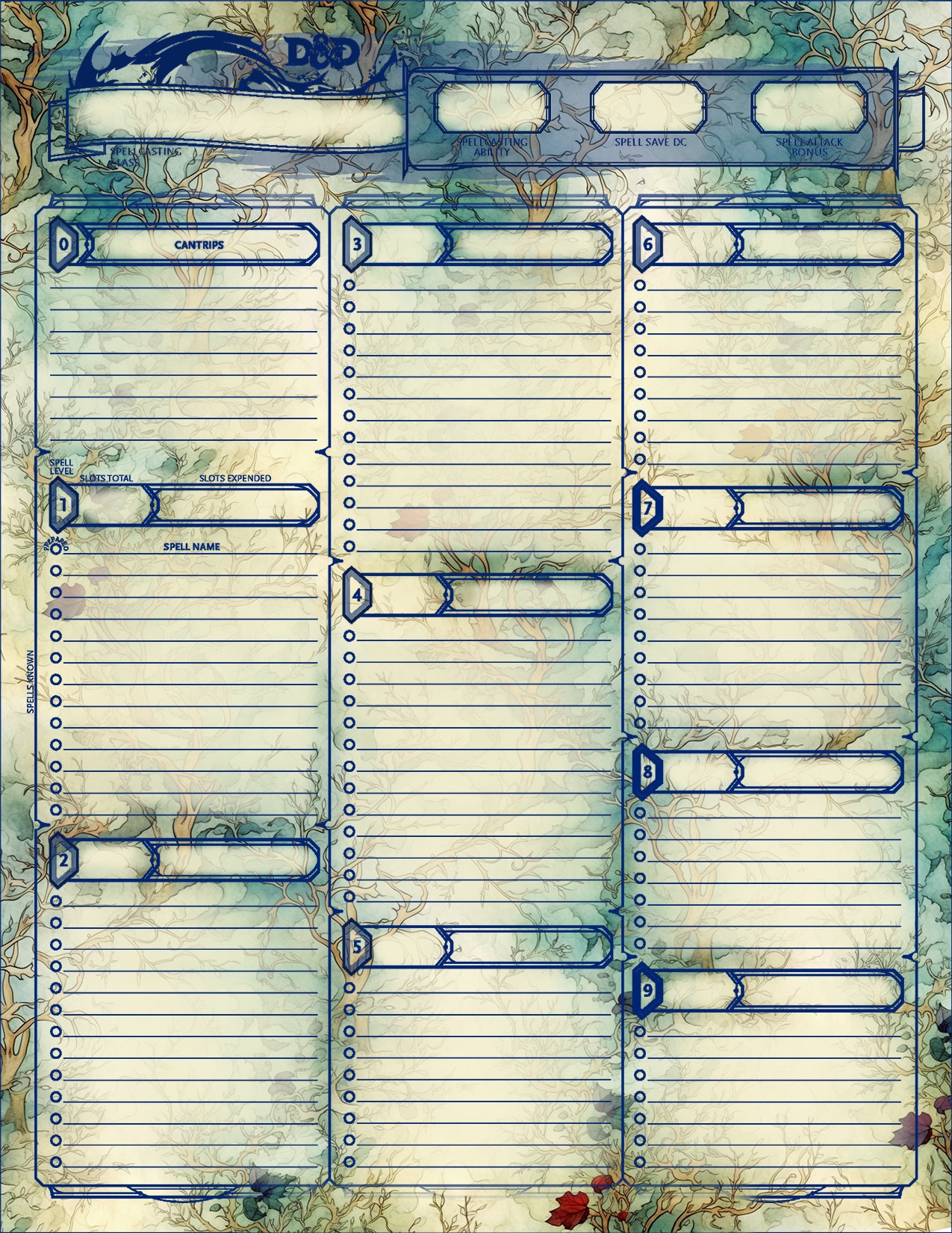 Character Sheet D&D Style Player Sheet Printable and Fillable Pdf ...