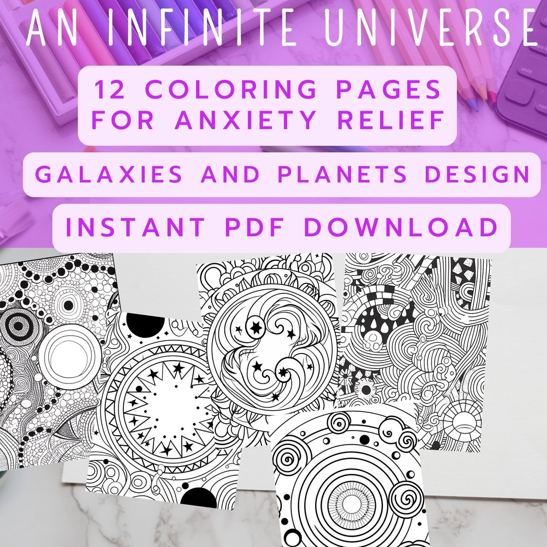 An Infinite Universe 12 Coloring Pages for Anxiety Relief - Etsy