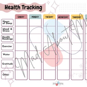 Weekly Health Tracker – Printable & Fillable Digital Download - Etsy