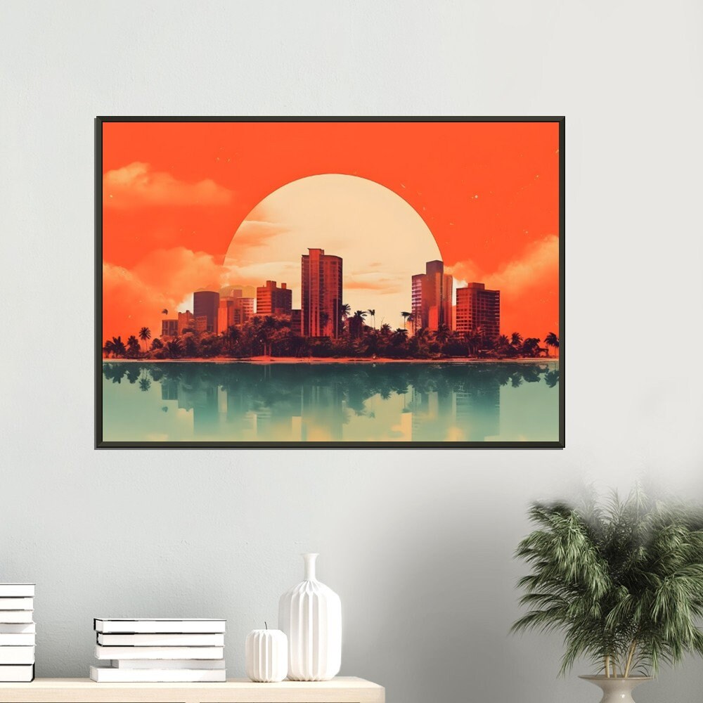Sunset Urban Island Skyscrapper Skyline Premium Matte Paper Metal ...