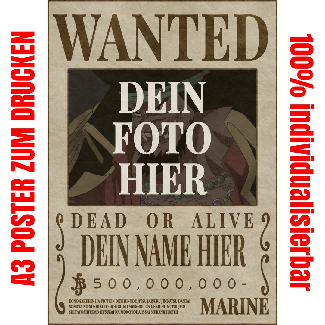 One Piece Customizable WANTED Bounty Poster Print OP Poster Template ...