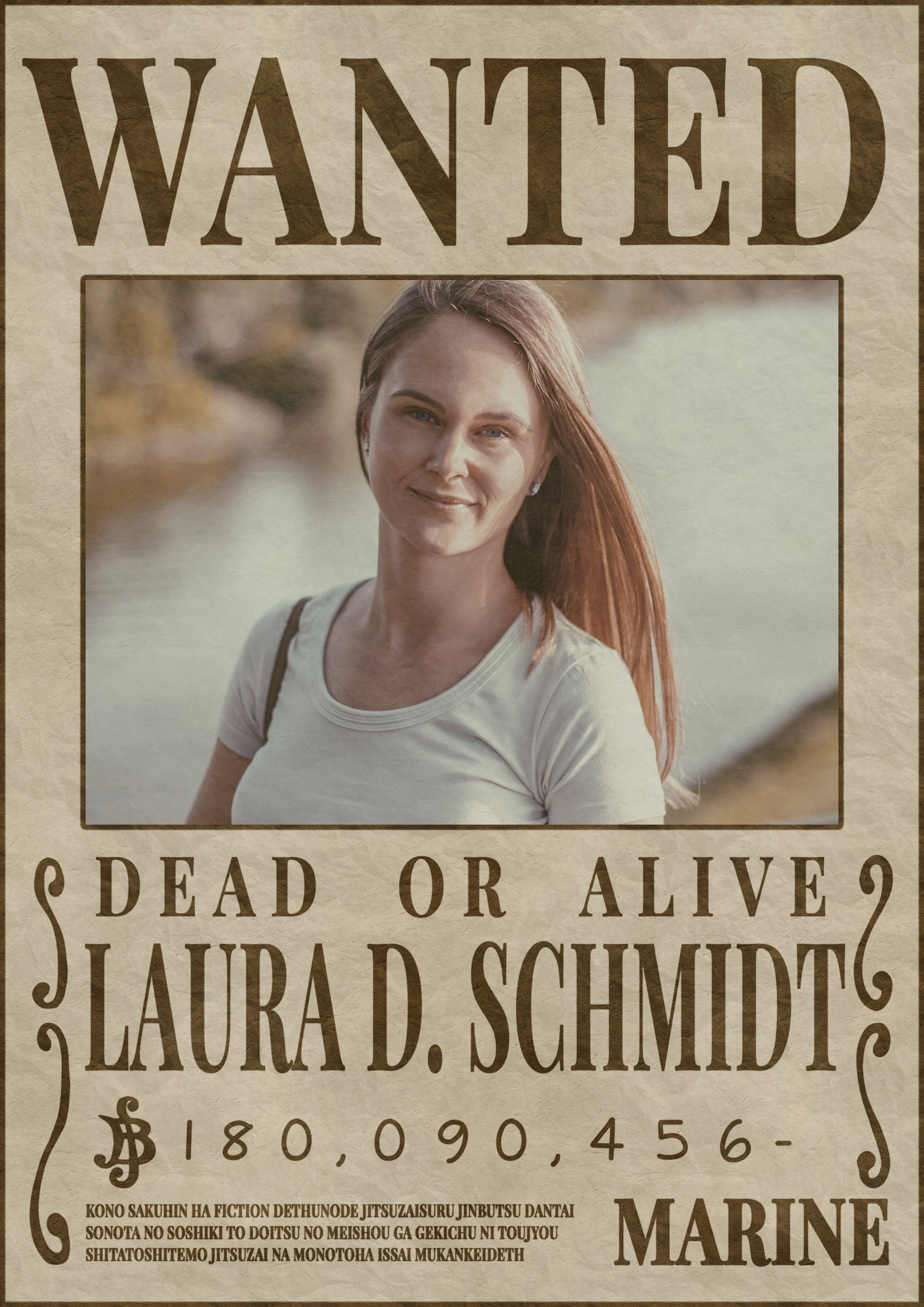 One Piece Anpassbares WANTED Kopfgeld Poster Drucken OP Poster Vorlage ...