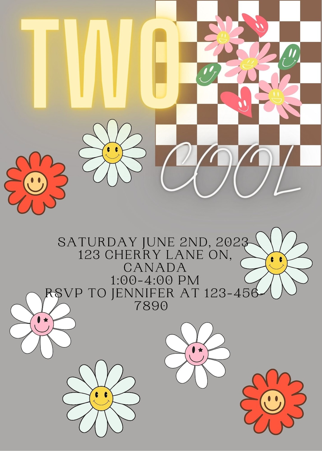 Two Cool Birthday Party Invitation, Birthday Party, Two Year Old ...