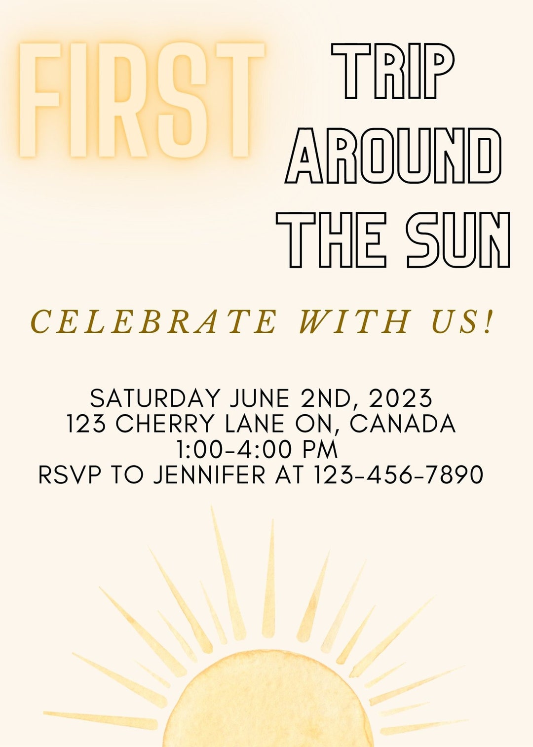 Sun Themed Birthday Party Invitation, Birthday Party, First Birthday ...