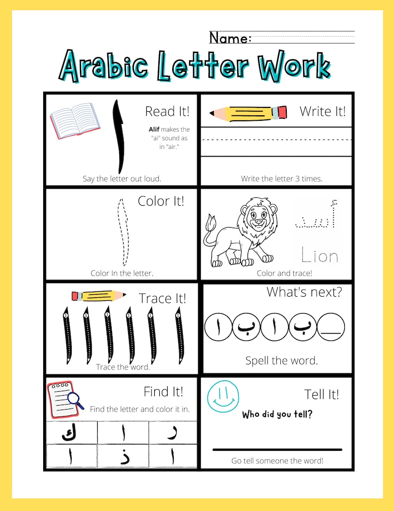 Printable Arabic Alphabet Worksheet, Arabic Letter Games, Learning ...