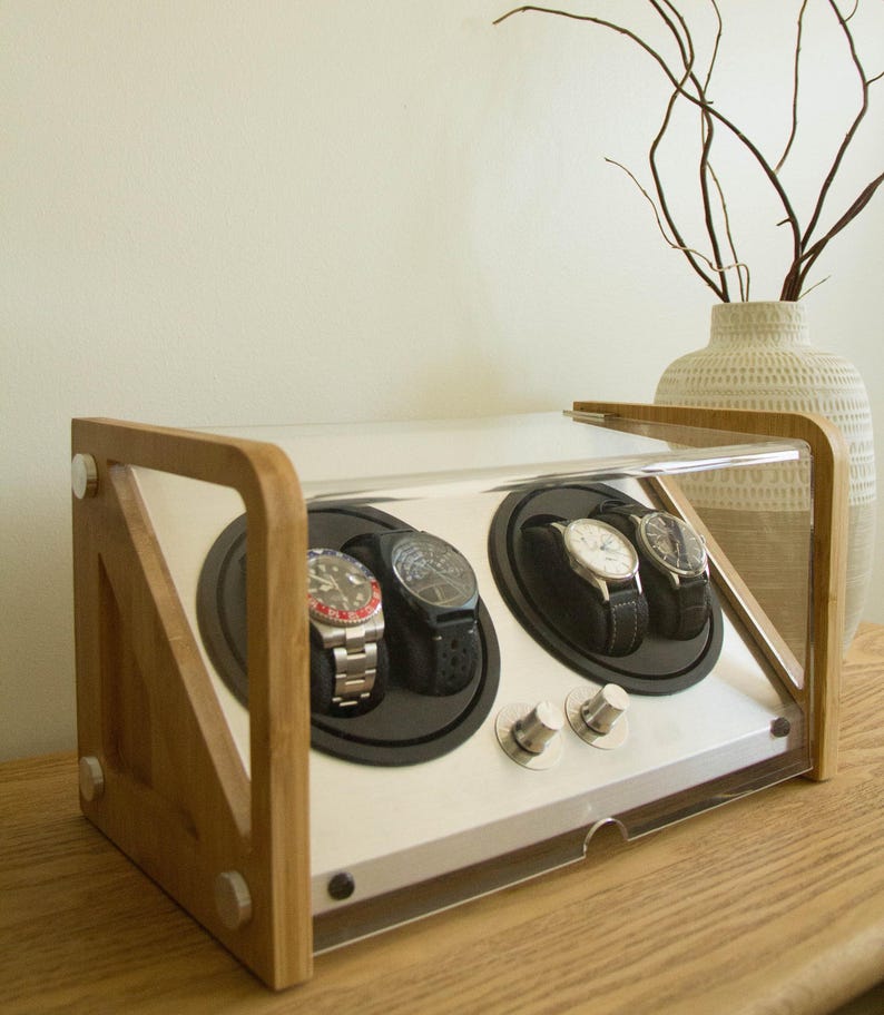 Automatic Watch Winder Box: 4-watch Capacity, Bamboo | by Tourbillion ...
