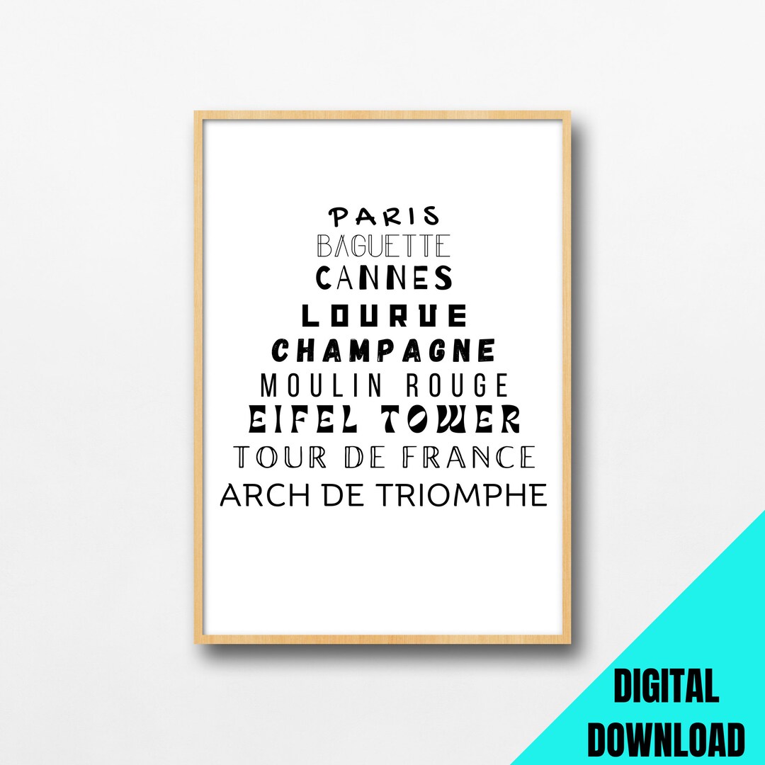 France Landmarks Poster: Paris Wall Art (digital Download) - Etsy
