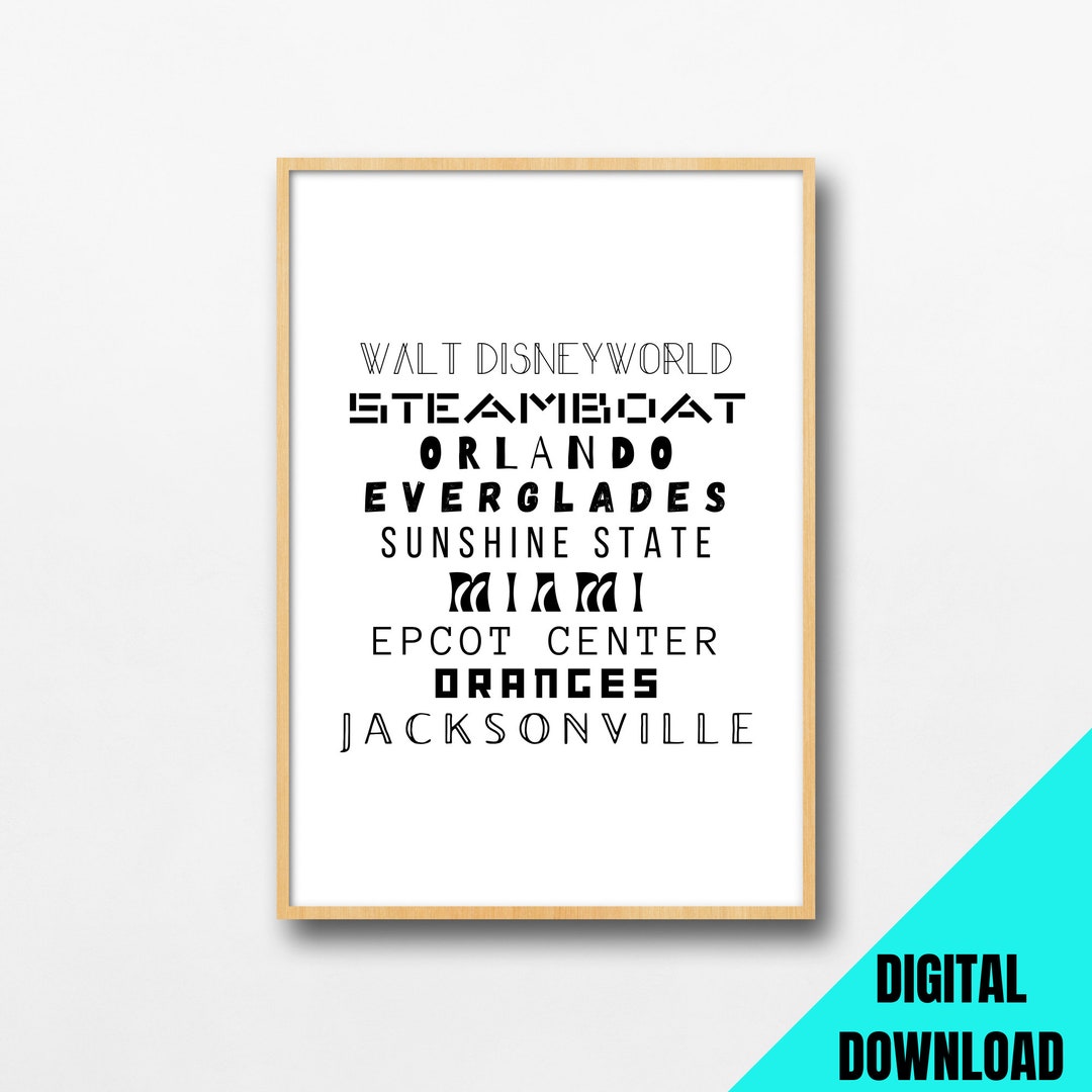 Florida Landmarks Poster: Contemporary Wall Art (digital Download) - Etsy
