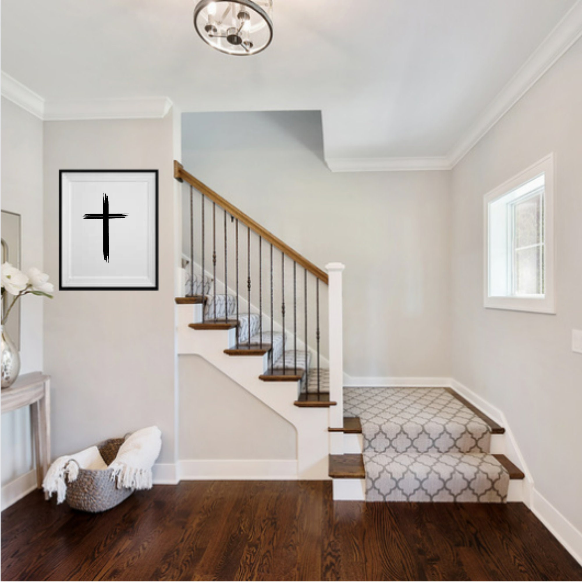 Minimalist Religious Cross Line Art - Instant Digital Download Wall ...