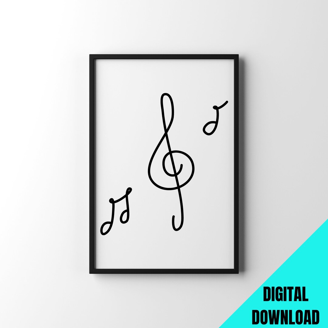 Minimalist Music Notes Line Art Print (digital Download) - Etsy