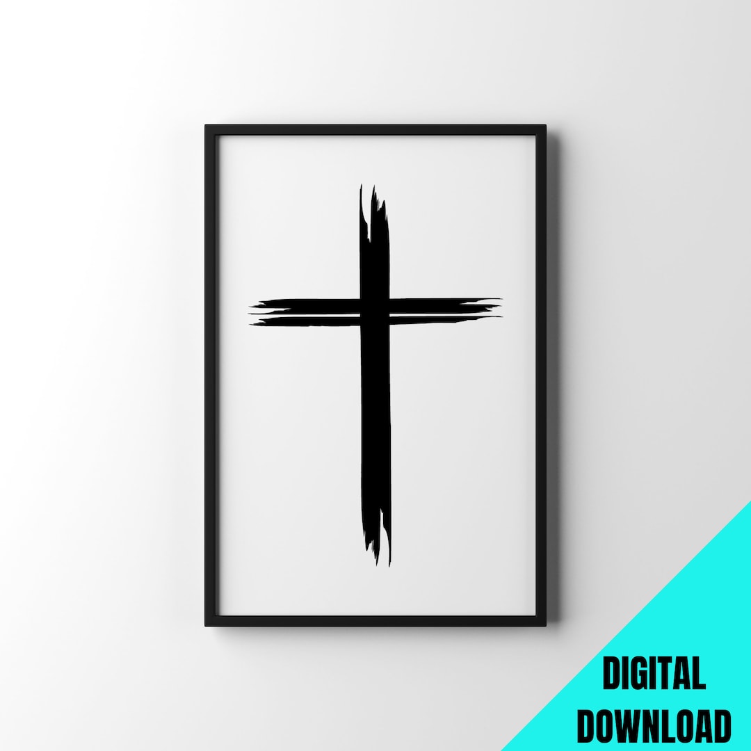 Minimalist Religious Cross Line Art - Instant Digital Download Wall ...