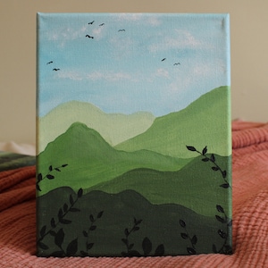 Mountain Landscape Painting, 8x10 Acrylic on Canvas, Hand Painted ...