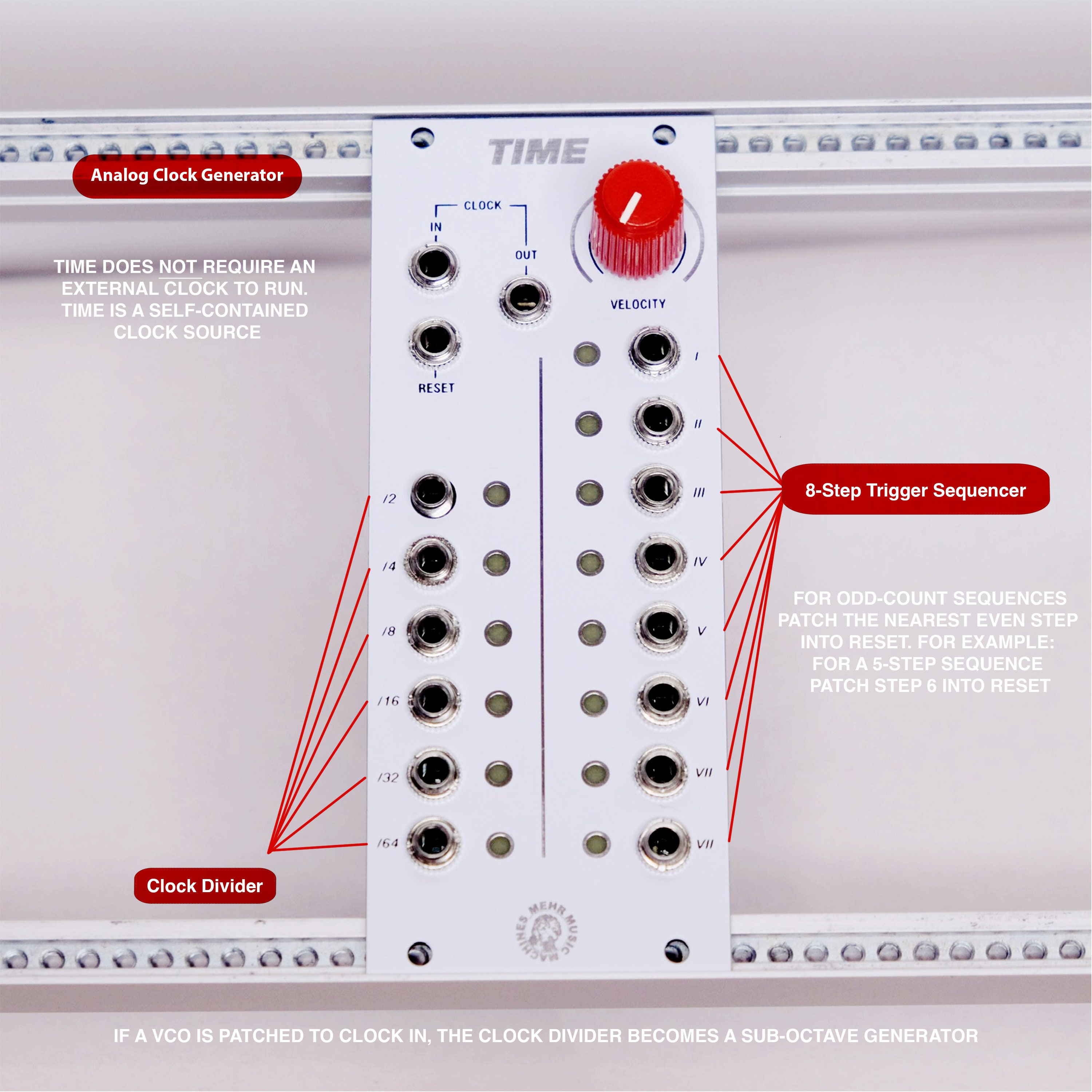 Time [matte Black] [ Analog Clock, Clock Divider and Trigger Sequencer ...