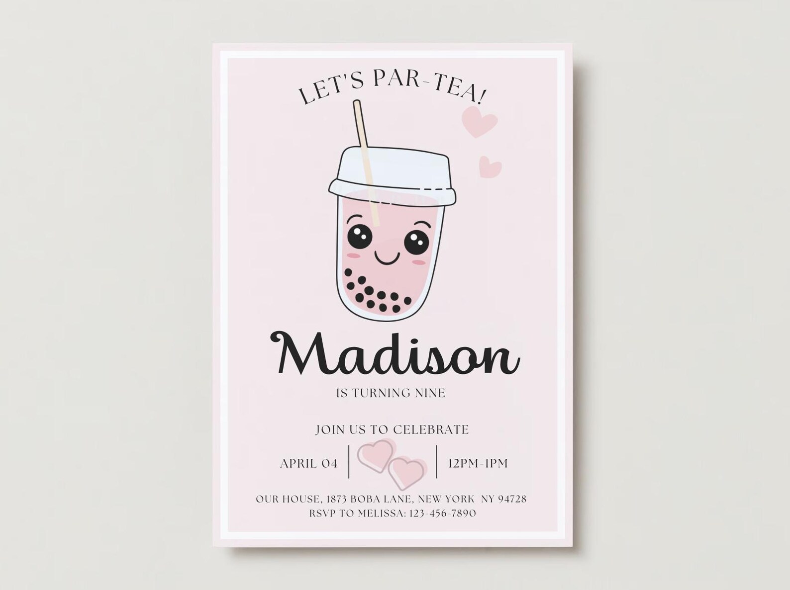 Boba Tea Par-tea Birthday Digital Files Printable Bundle, Self Edit on ...
