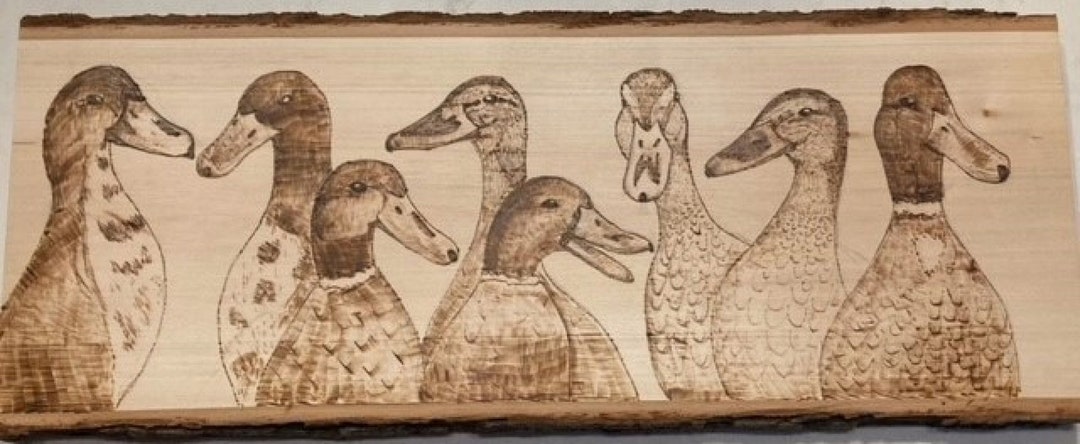 Duck Family Wood Burned - Etsy