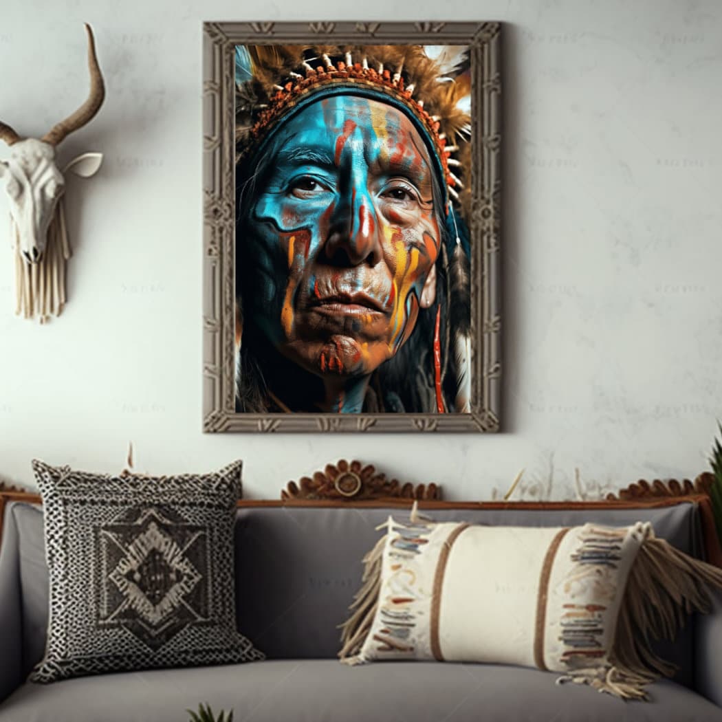 Native American Chief Sacred, Native American Art Print or Canvas ...