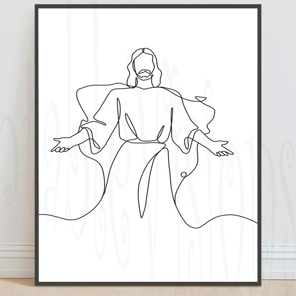 Jesus Line Drawing - Etsy