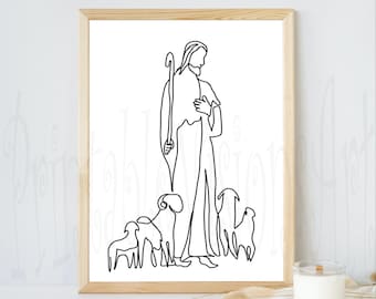 Jesus Christ Good Shepherd Rescue Protect Sheep Wolf Thieves - Etsy