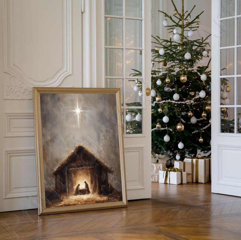 Digital Download Christmas Nativity Manger - Christmas Wall Decor Art ...