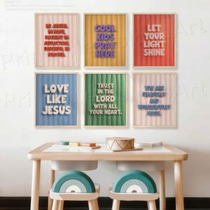 Unique 3D Colorful Christian Playroom Decor Cute Bible Verse Prints for ...