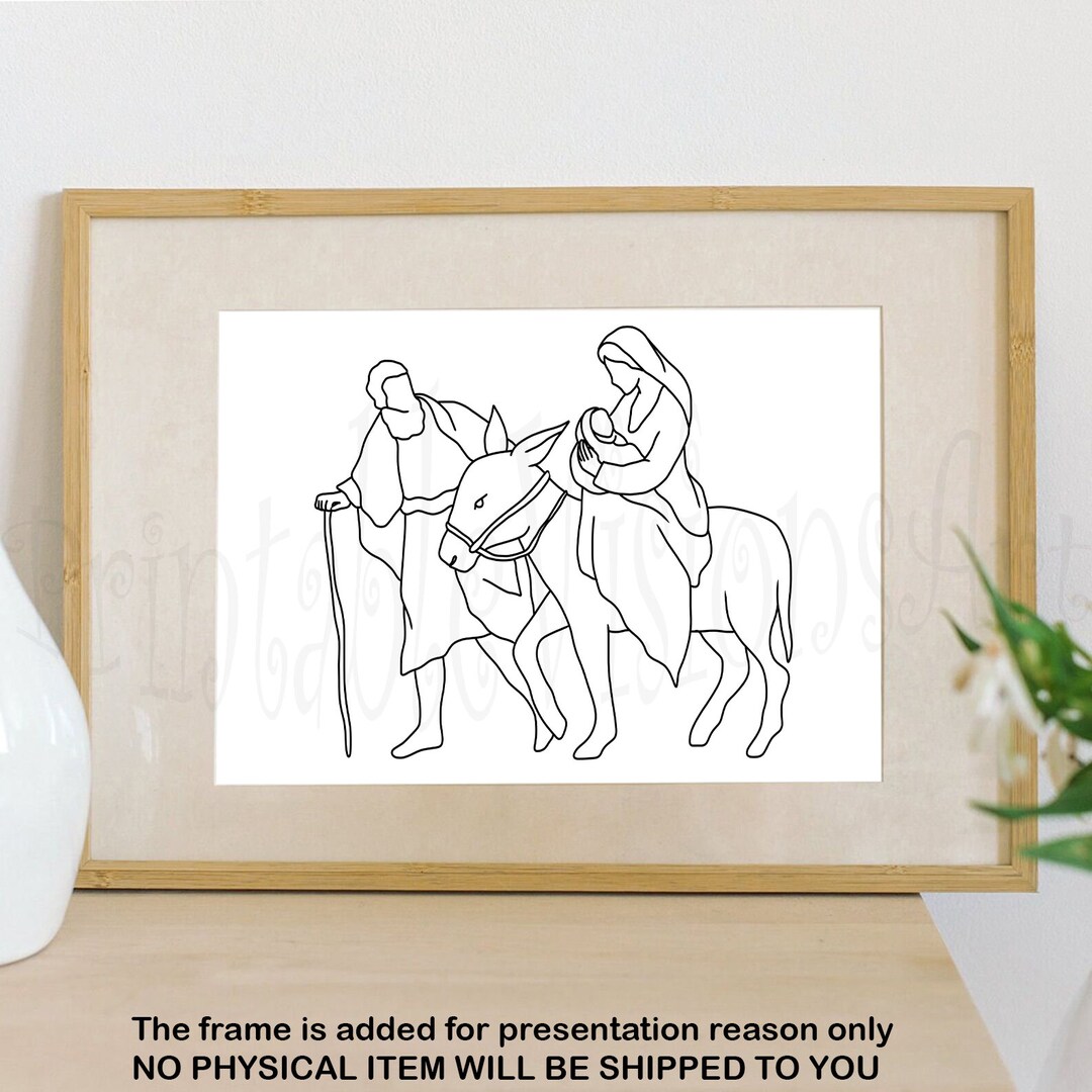 The Flight Into Egypt Line Art Religious Faith Concept - Etsy