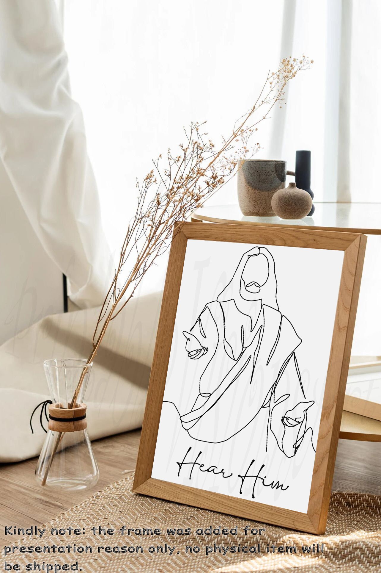 Hear Him Modern Religious Line Art Concept, Simple Scripture Hand-drawn ...