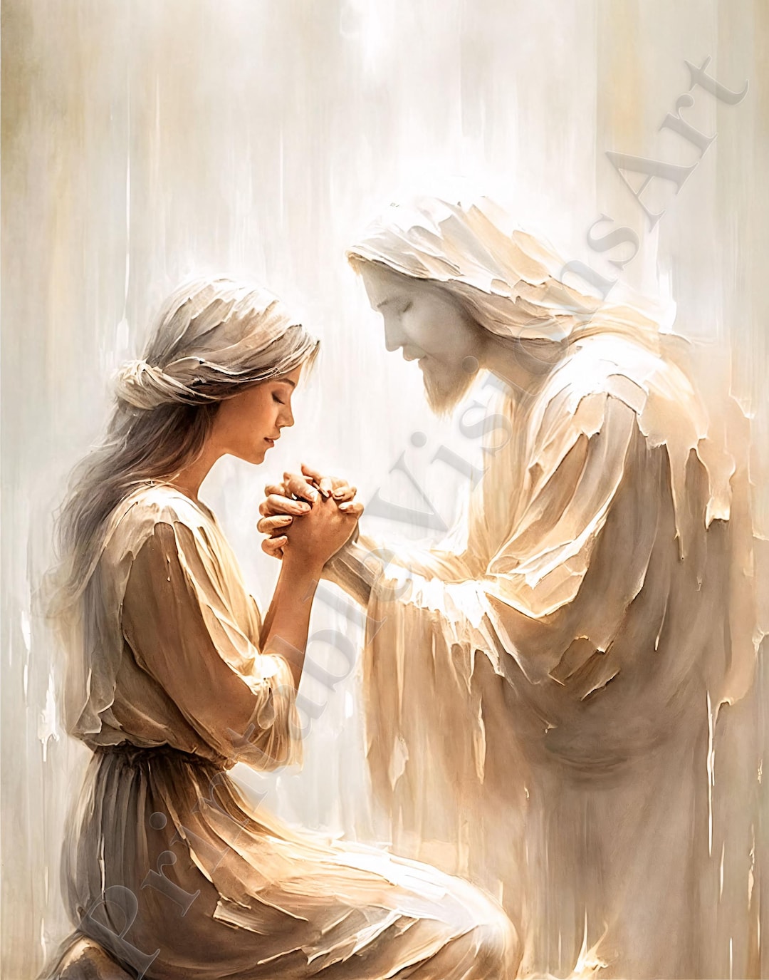 Praying With ME, Christian Art, Jesus and Woman Prayer, Jesus Painting ...