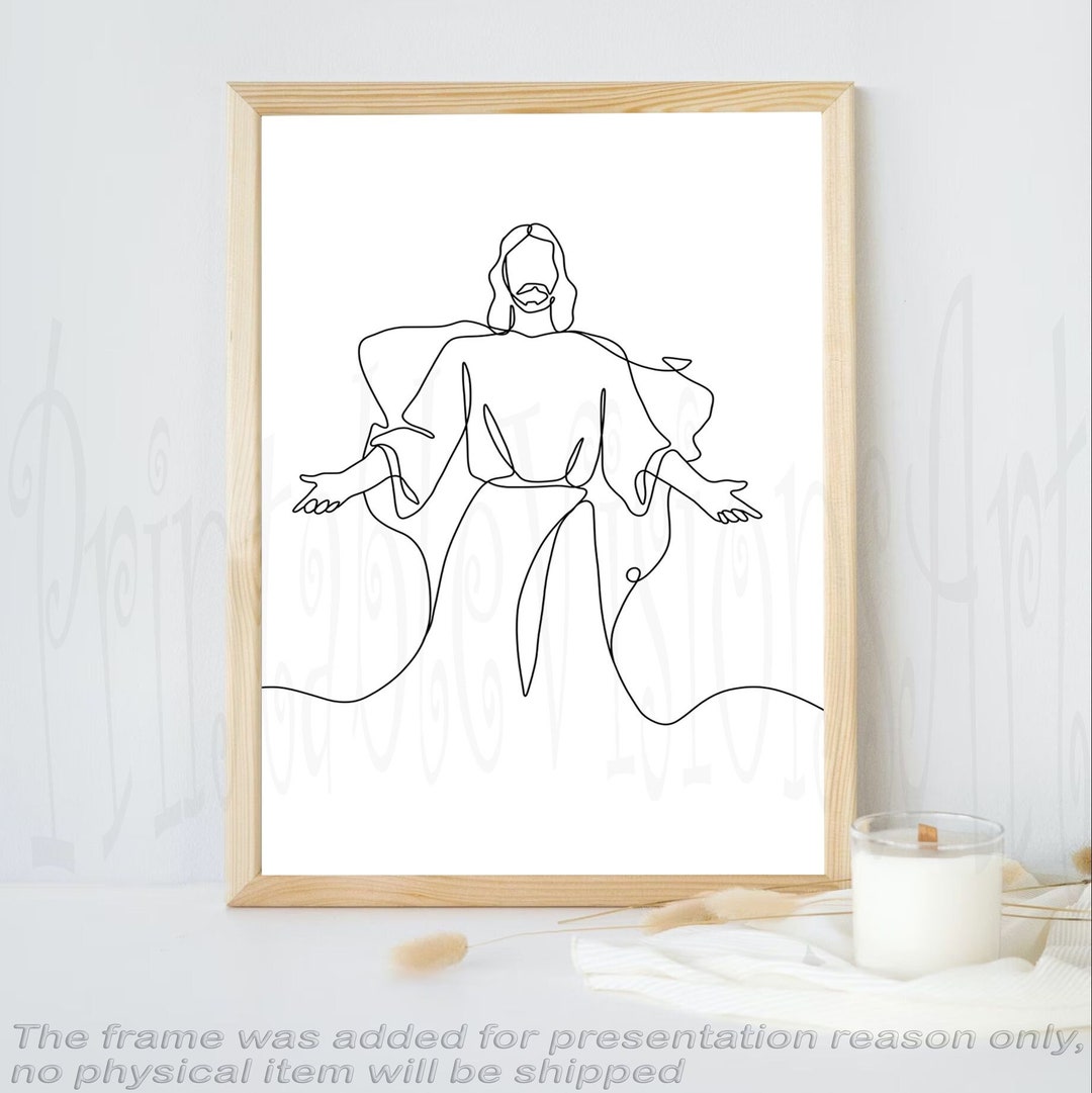 Ascension of Jesus Christ Religious Line Art Concept Simple Hand-drawn ...