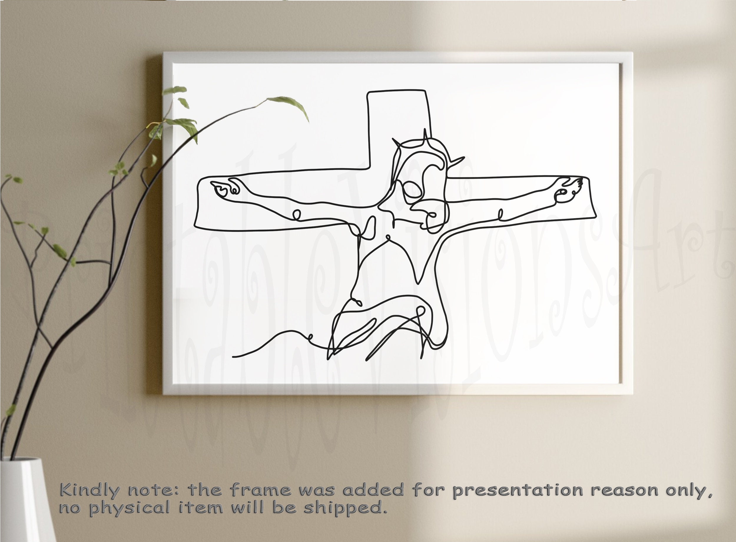 Crucifixion of Jesus - Minimalist Wall Line Art for Christian Home ...