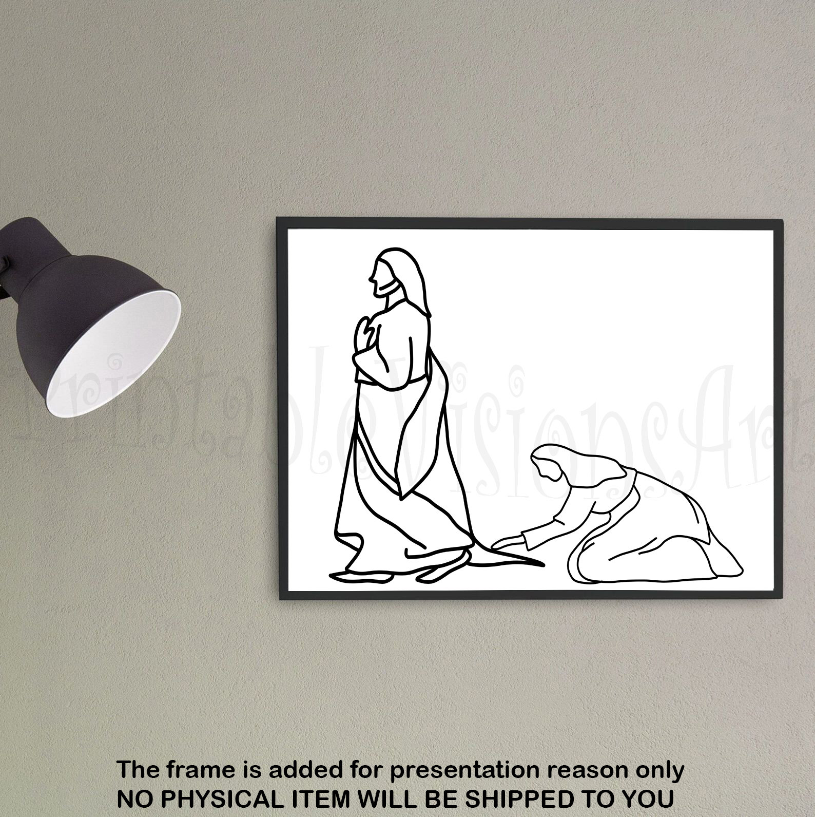 Touching the Hem of Jesus Garment Line Art Religious Concept Simple ...