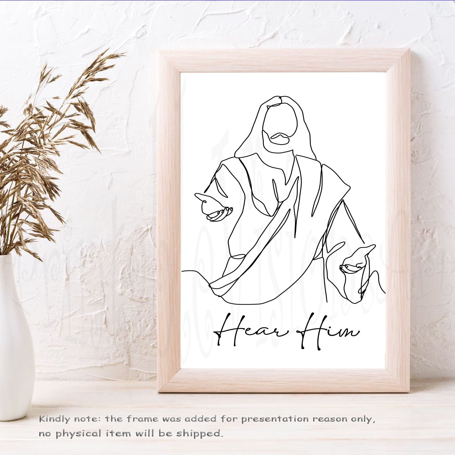 Hear Him Modern Religious Line Art Concept, Simple Scripture Hand-drawn ...