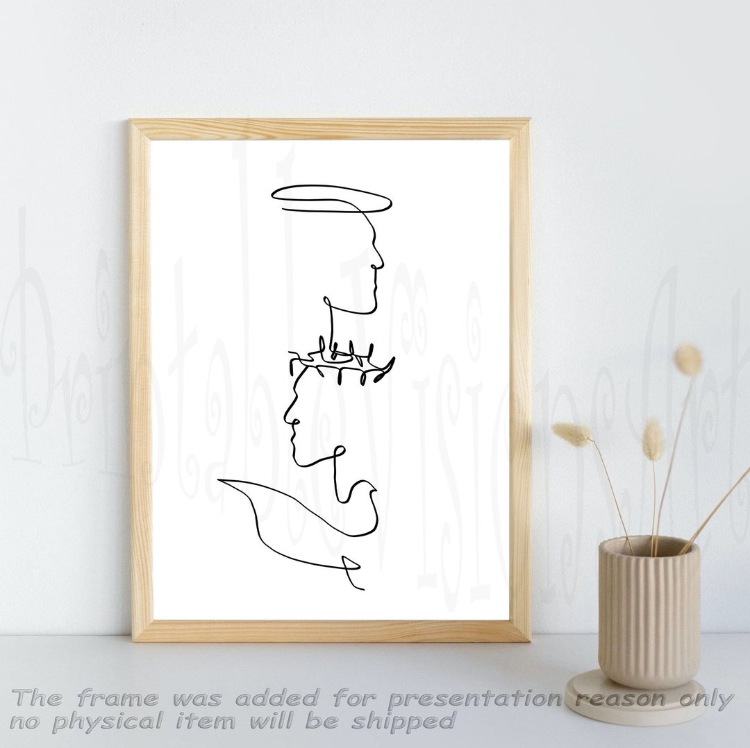 Holy Trinity Simple Religious Line Art Concept Modern Hand-drawn Style ...