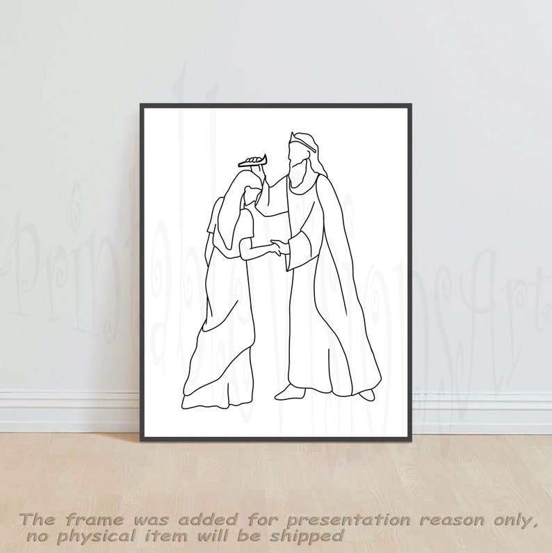 Queen Esthere Modern Religious Line Art Concept Simple Hand-drawn ...