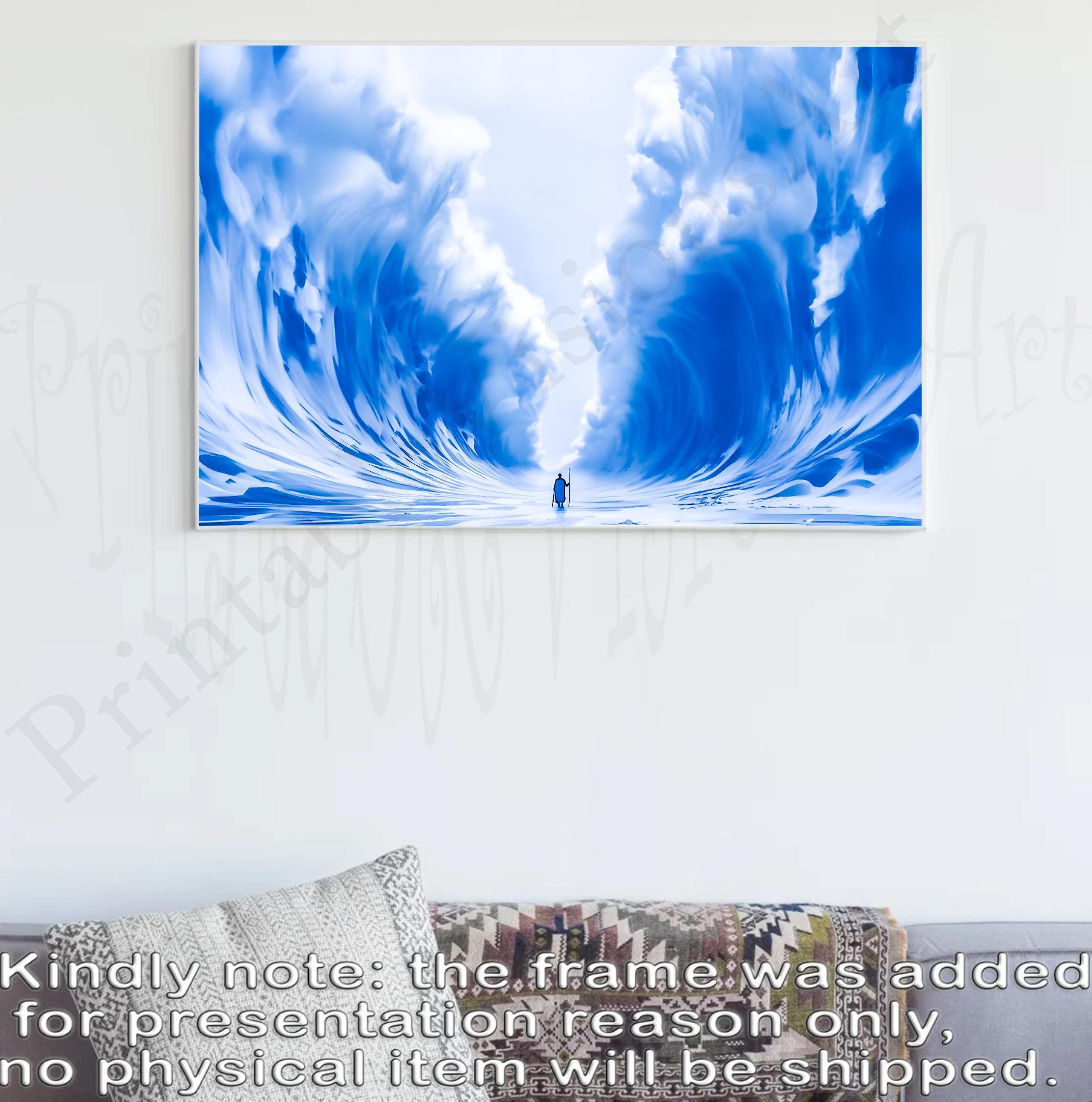 Moses Parting the Red Sea Landscape Painting, Bible Wall Art, Old ...