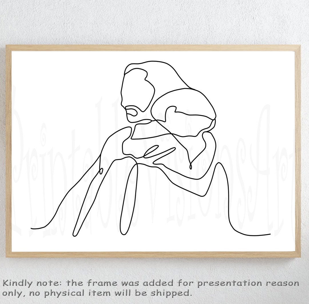 Christ's Embrace -line Art Modern Religious Concept Simple Hand-drawn ...