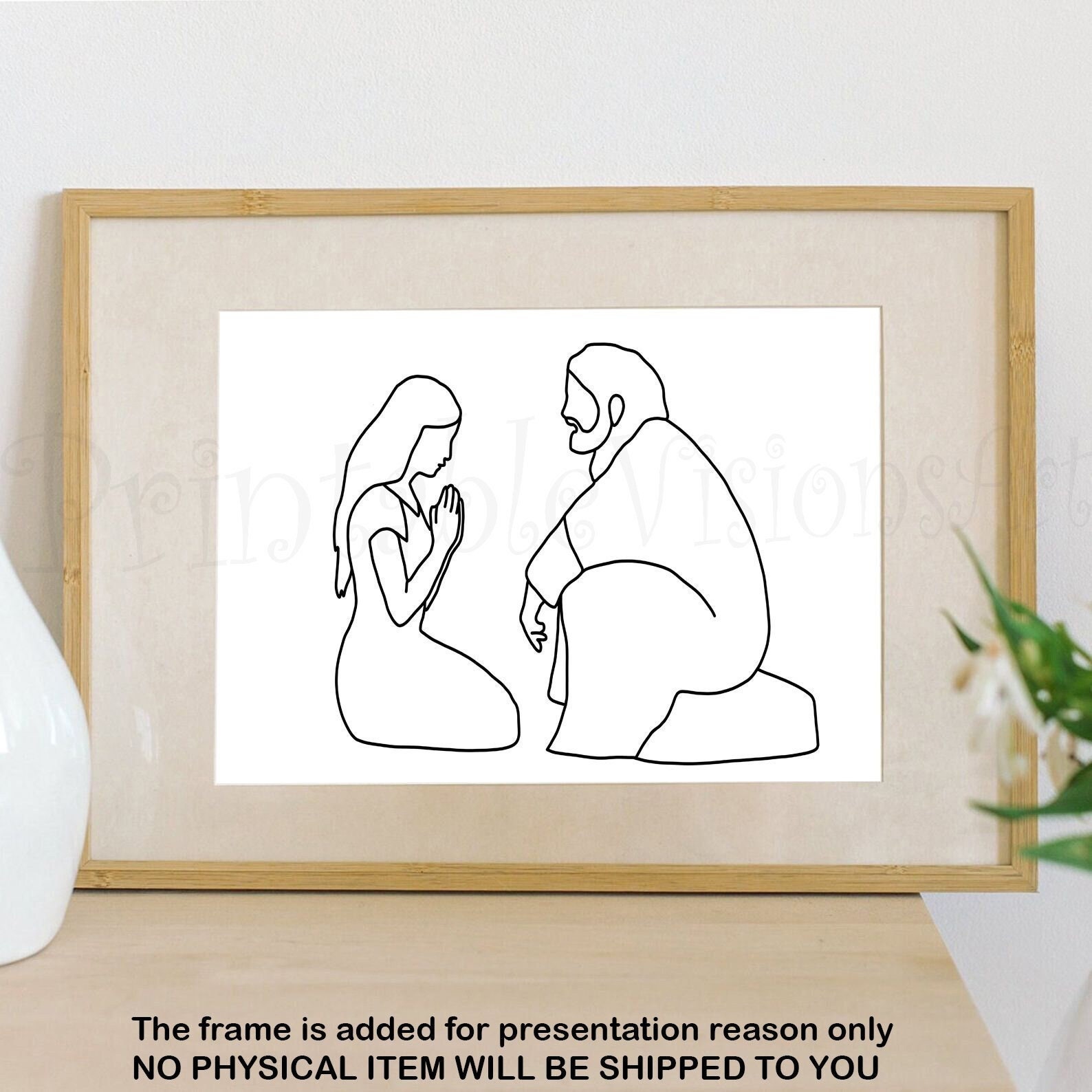 Jesus Listening Line Art Modern Religious Concept Simple Hand-drawn ...
