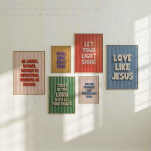Unique 3D Colorful Christian Playroom Decor Cute Bible Verse Prints for ...